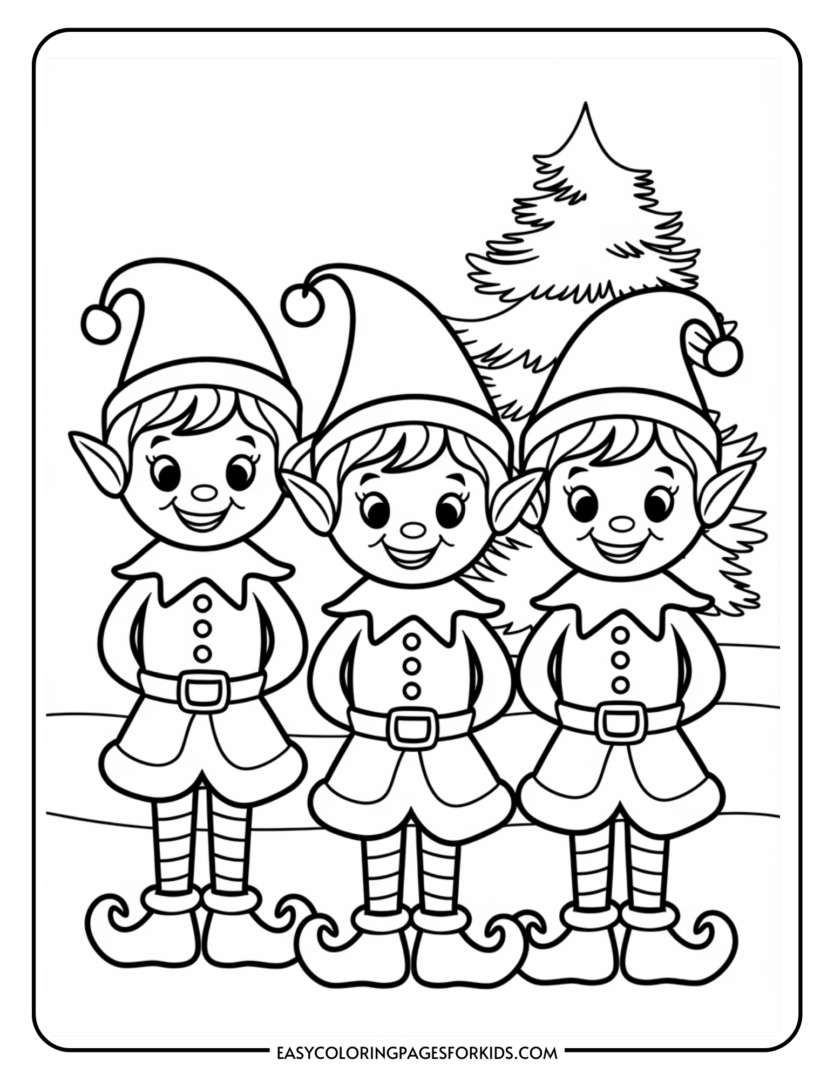 Christmas Elves Coloring Pages (7 Free Printable Pages) - Easy Coloring ...