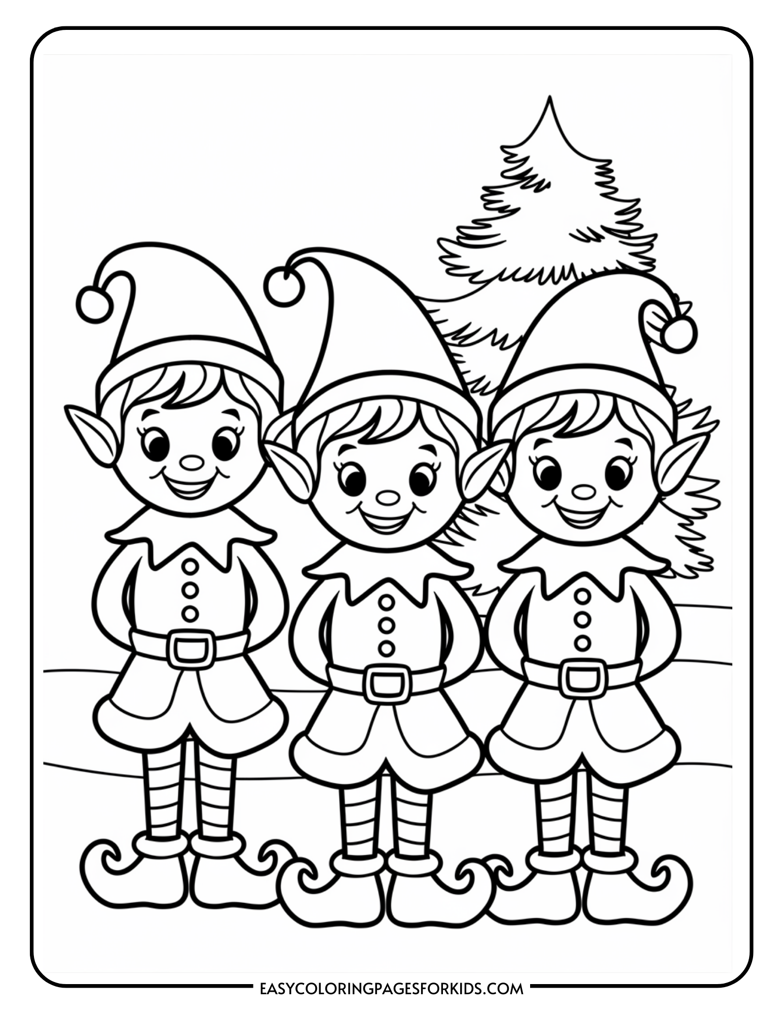 Christmas Elves Coloring Pages (7 Free Printable Pages) - Easy Coloring ...