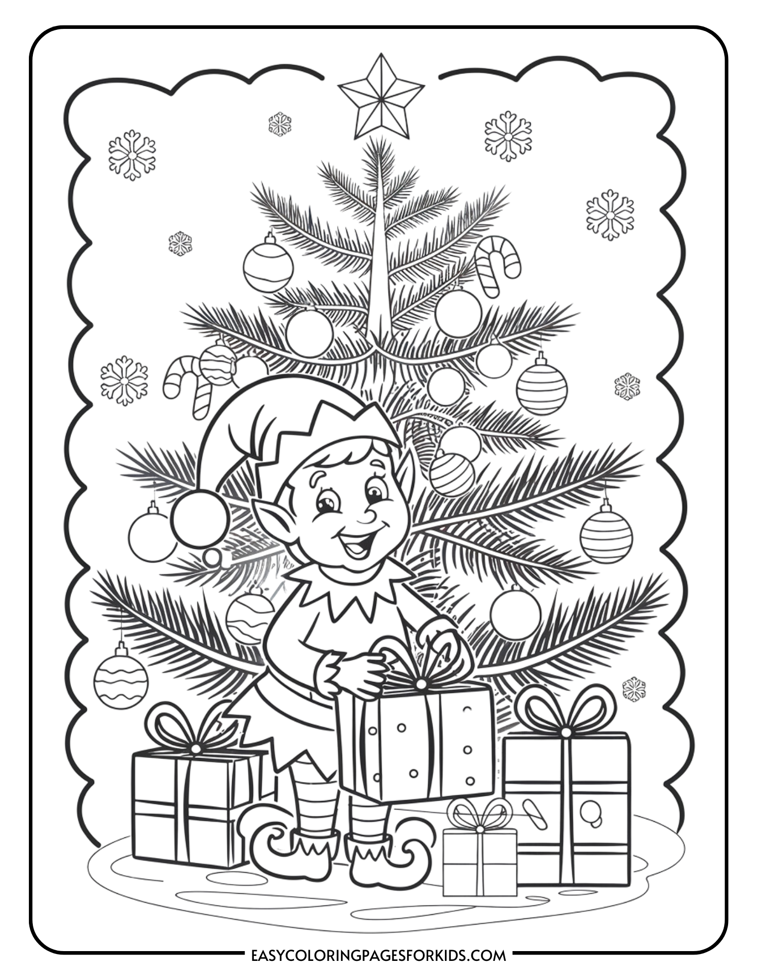 Christmas Elves Coloring Pages (7 Free Printable Pages) - Easy Coloring ...