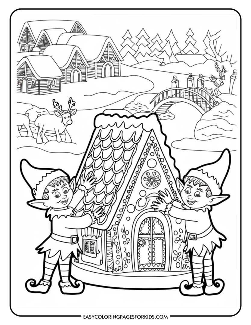 Christmas Elves Coloring Pages (7 Free Printable Pages) - Easy Coloring ...