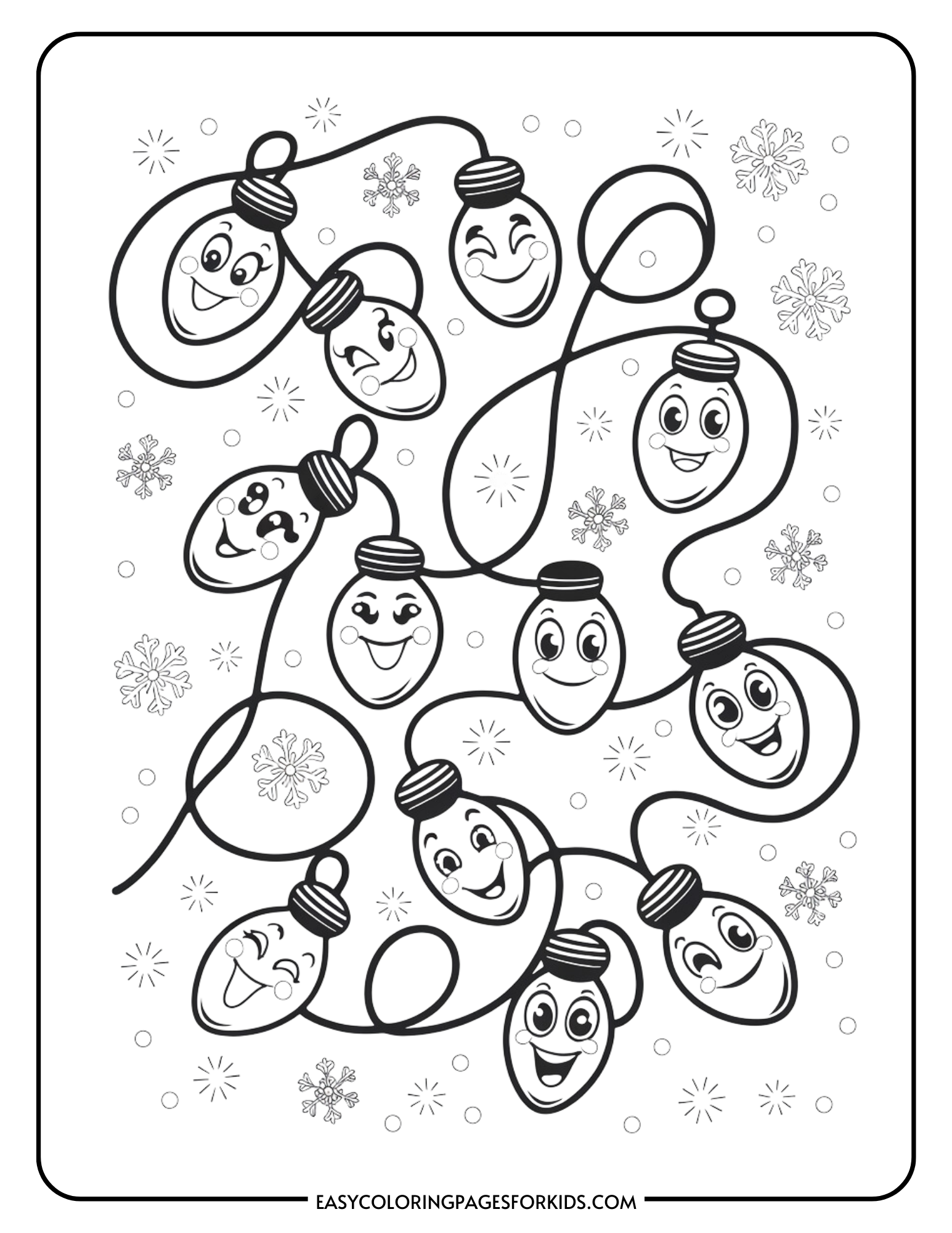 Christmas Lights Coloring Pages (9 Free Printable Pages) - Easy ...