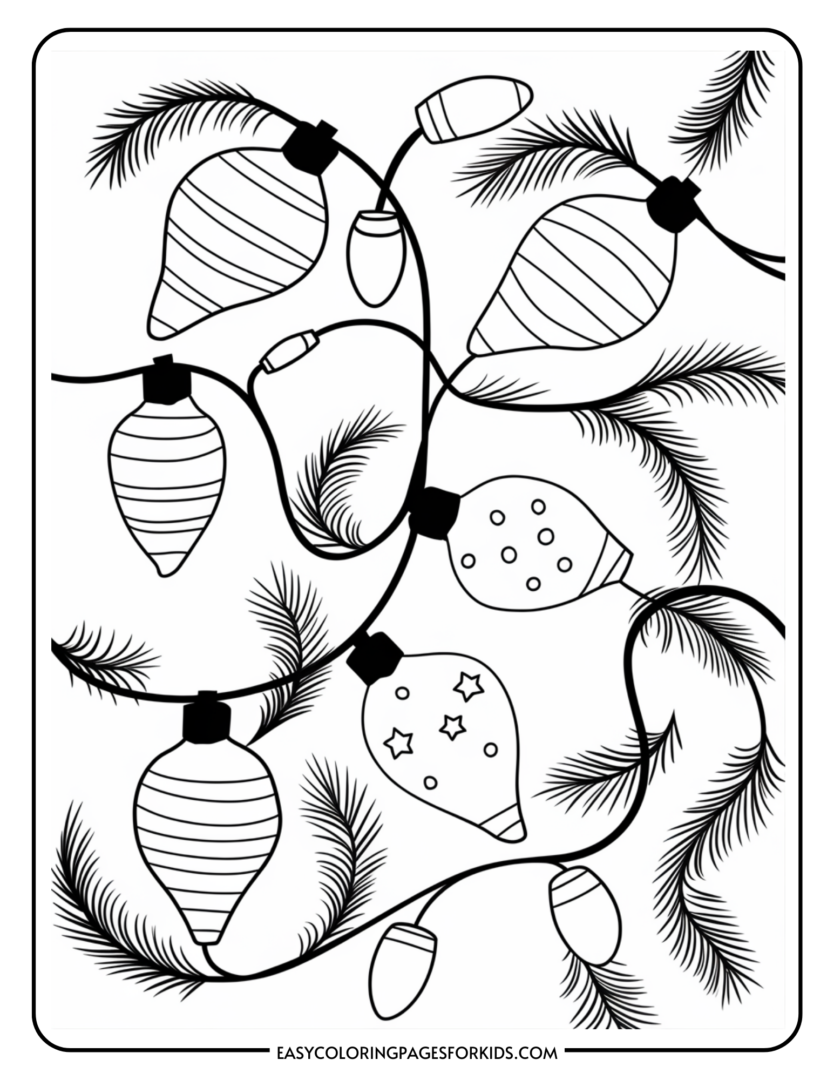 Christmas Lights Coloring Pages (9 Free Printable Pages) - Easy ...