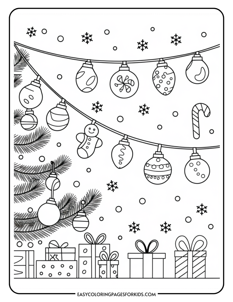 Christmas Lights Coloring Pages (9 Free Printable Pages) - Easy ...