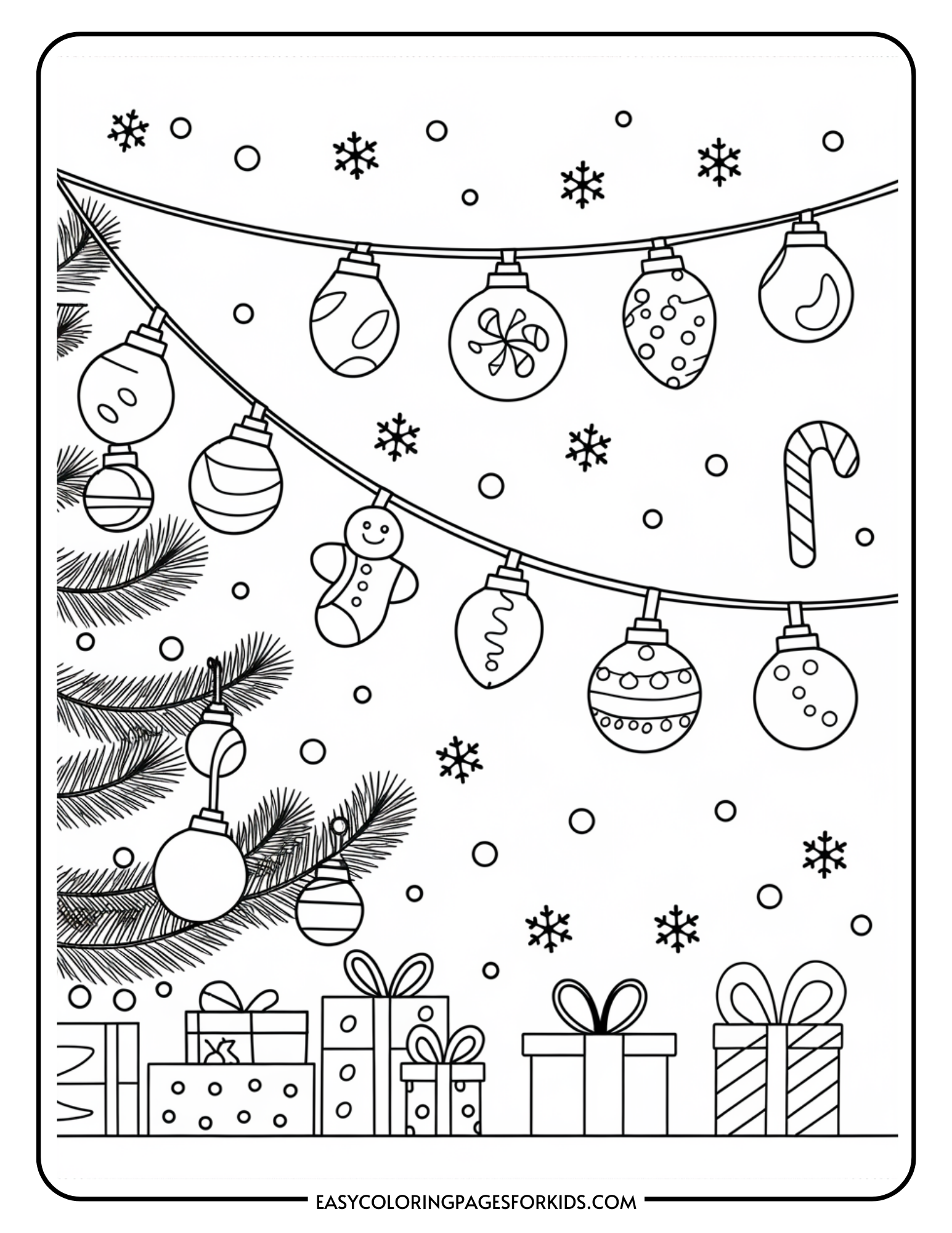 Christmas Lights Coloring Pages (9 Free Printable Pages) - Easy ...
