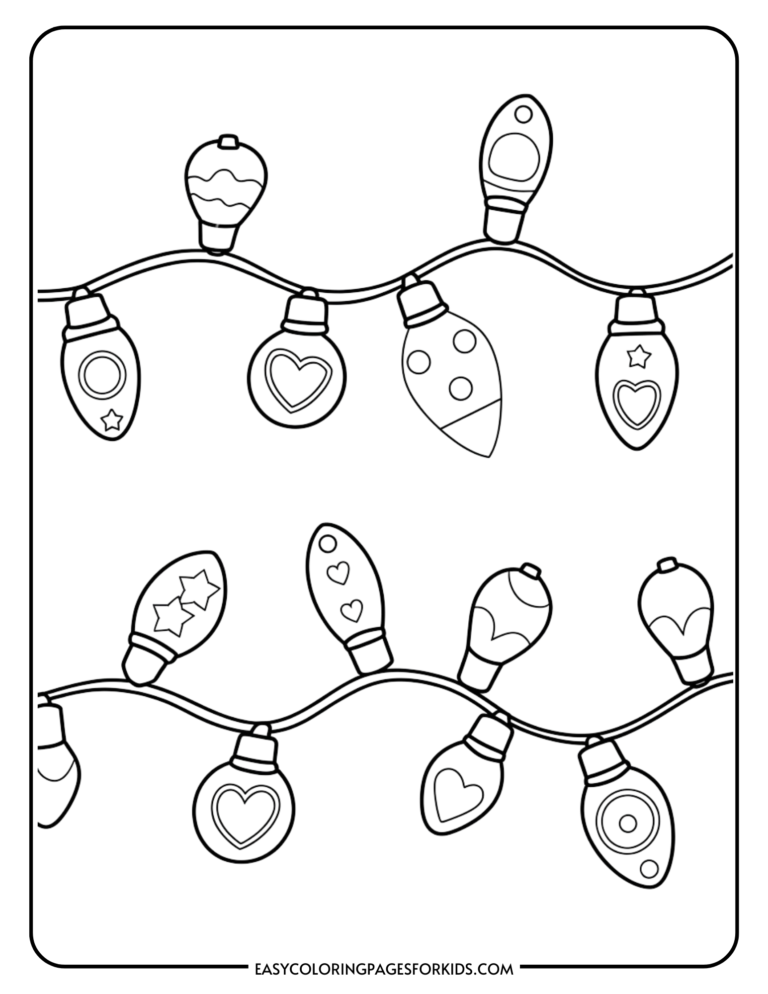 Christmas Lights Coloring Pages (9 Free Printable Pages) - Easy ...