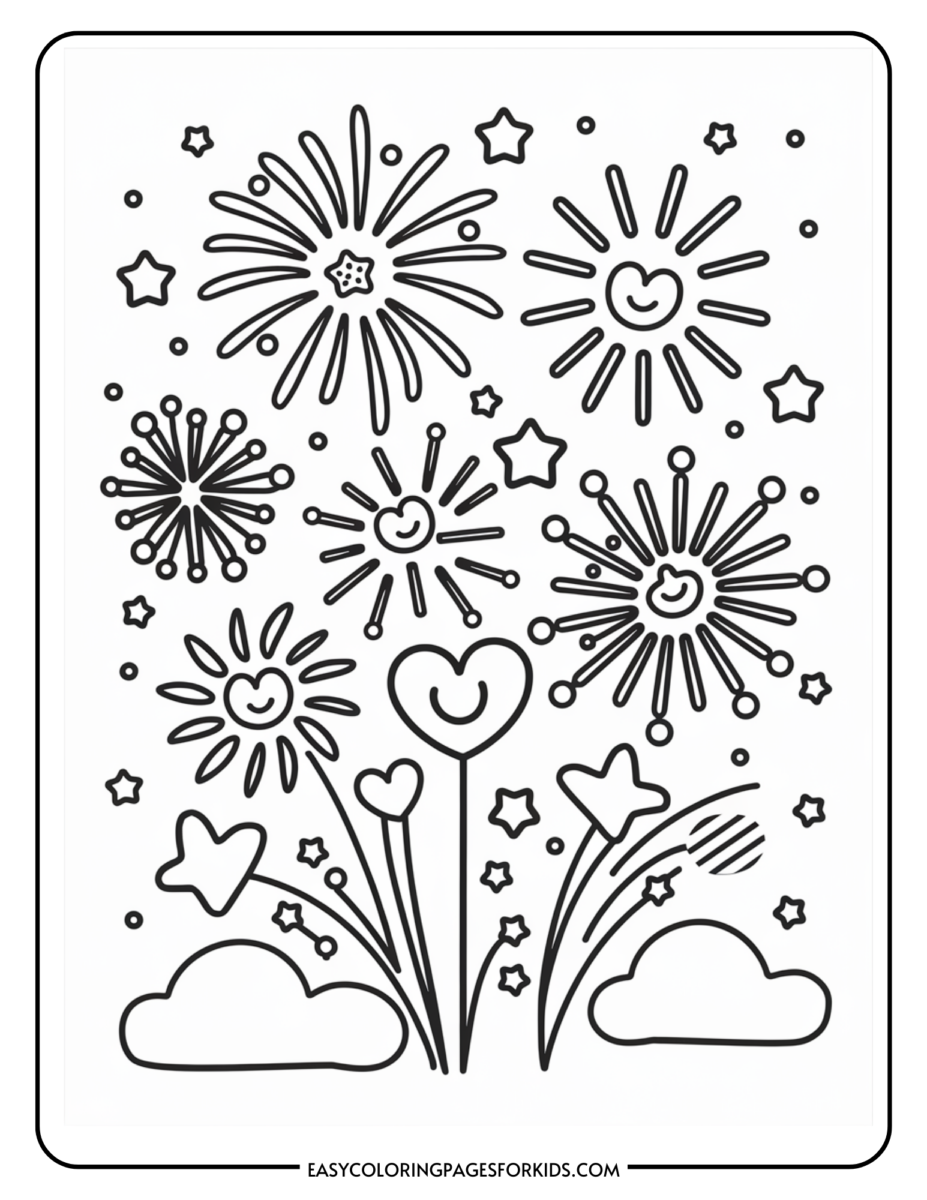 Fireworks Coloring Pages (5 Free Printable Pages) - Easy Coloring Pages ...