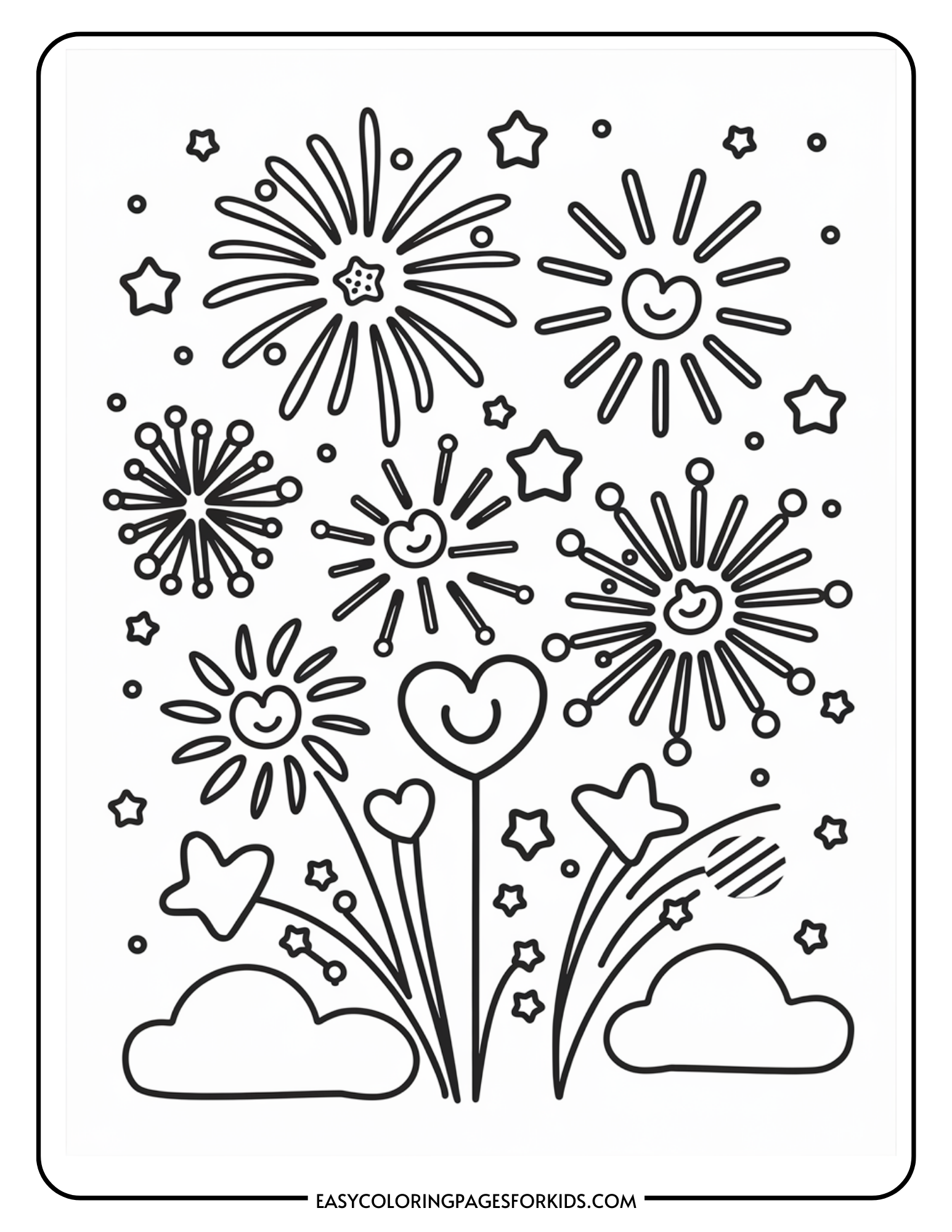 Fireworks Coloring Pages (5 Free Printable Pages) - Easy Coloring Pages ...