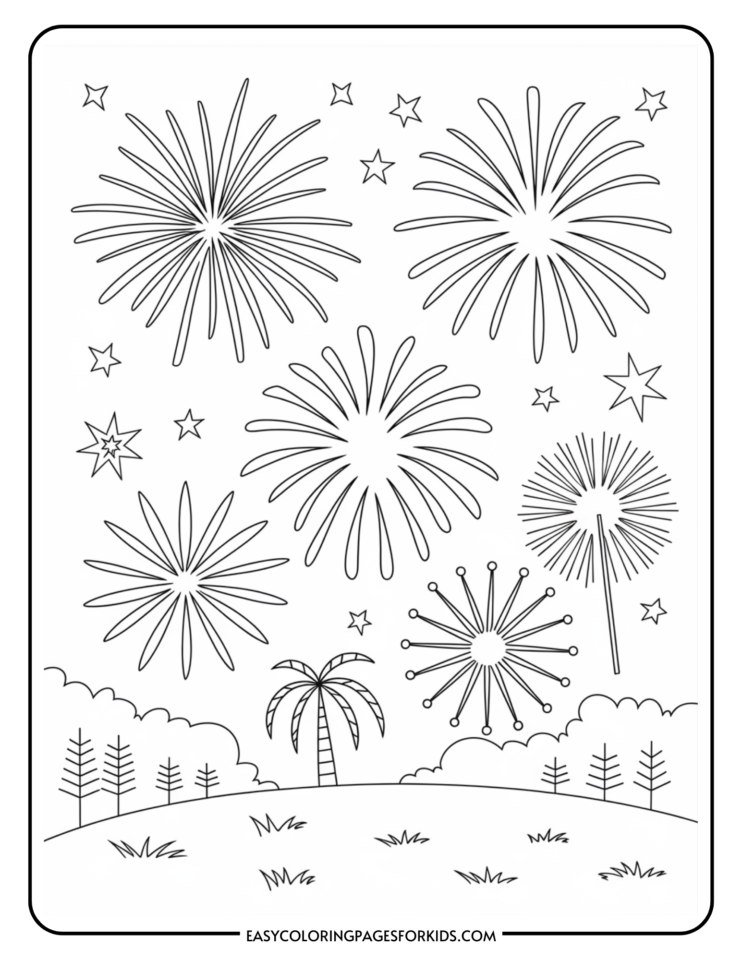 Fireworks Coloring Pages (5 Free Printable Pages) - Easy Coloring Pages ...