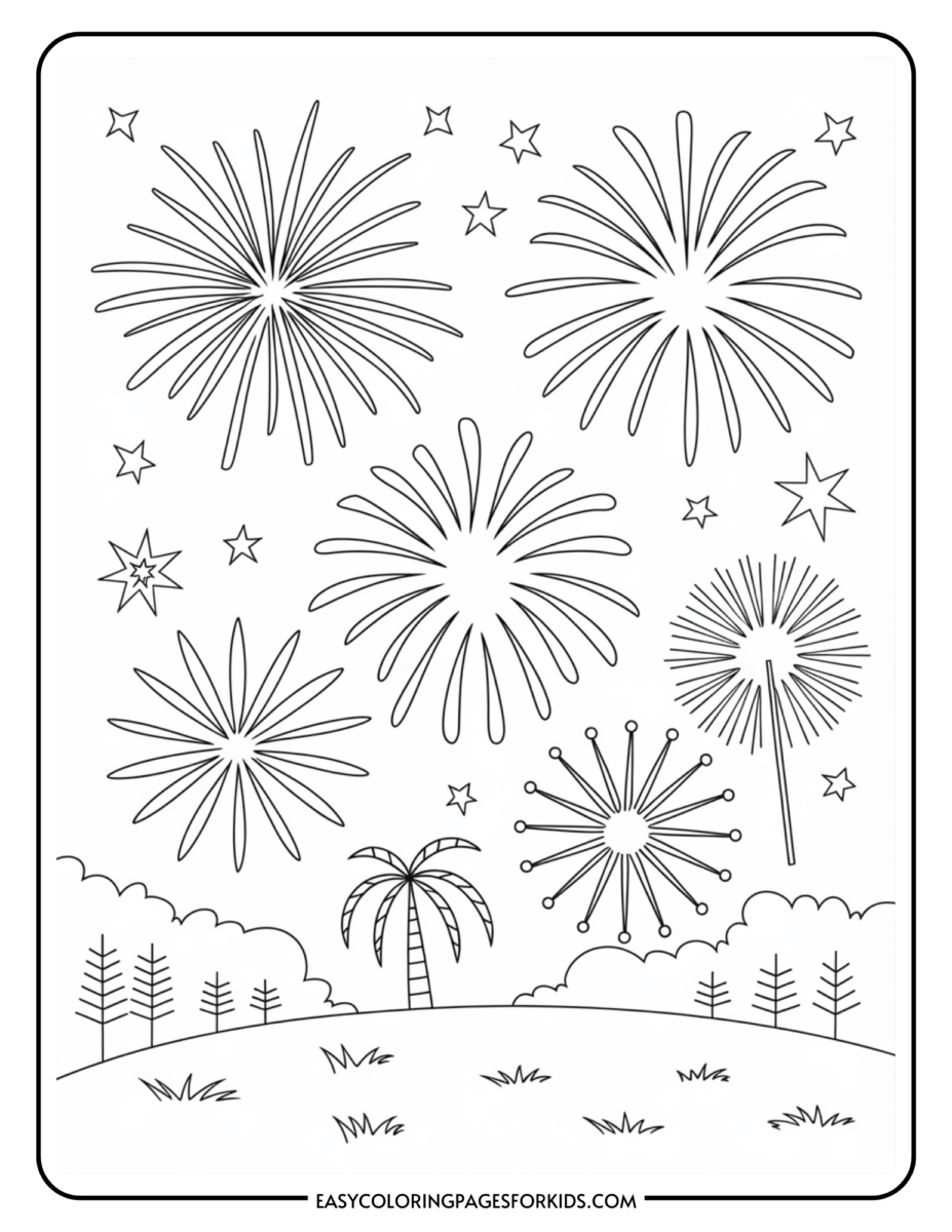Fireworks Coloring Pages (5 Free Printable Pages) - Easy Coloring Pages ...