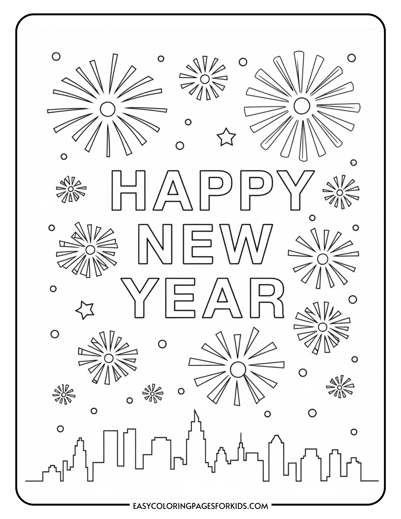 Happy New Year Coloring Pages (4 Free Printable Pages) - Easy Coloring ...
