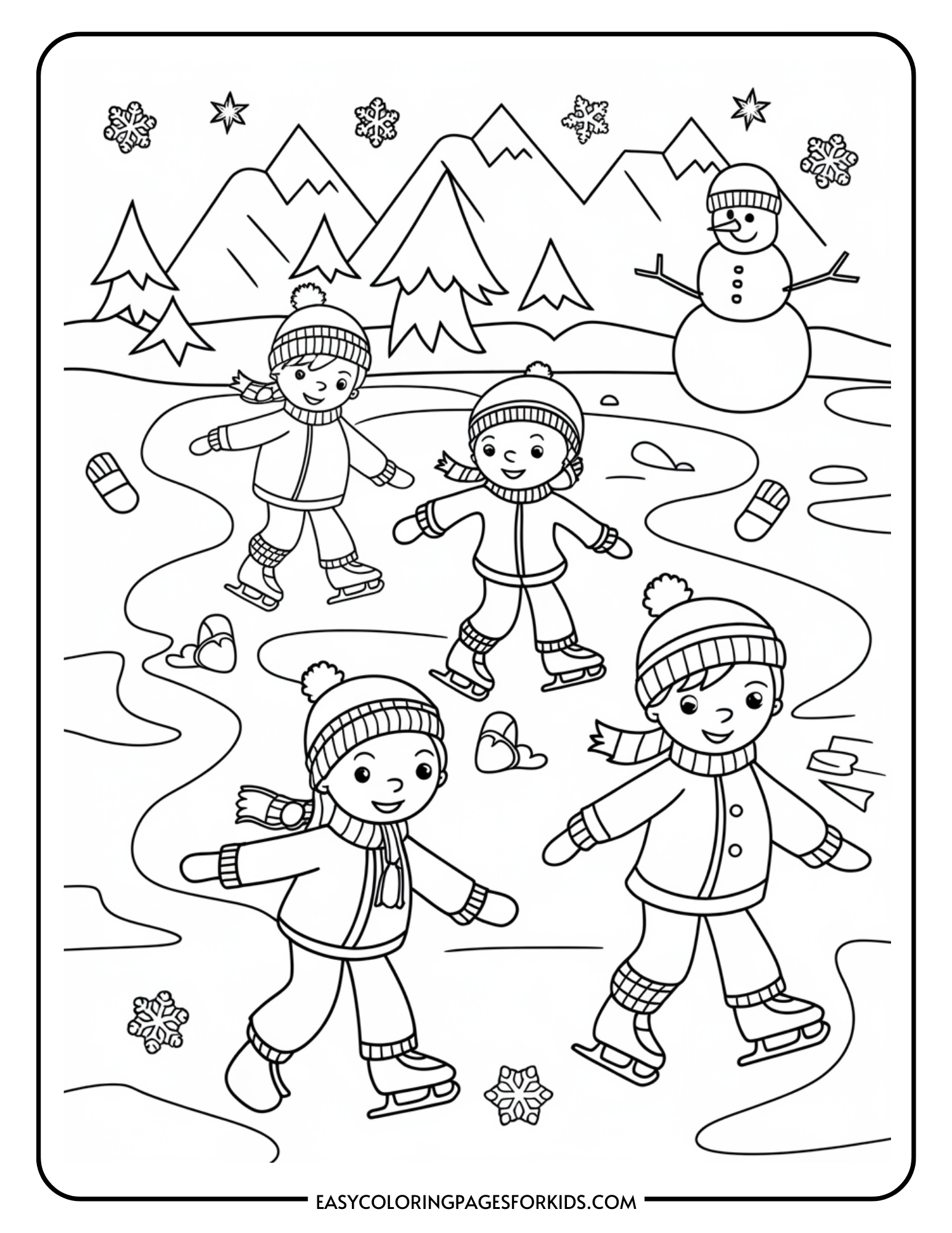 Ice Skating Coloring Pages (7 Free Printable Pages) - Easy Coloring ...