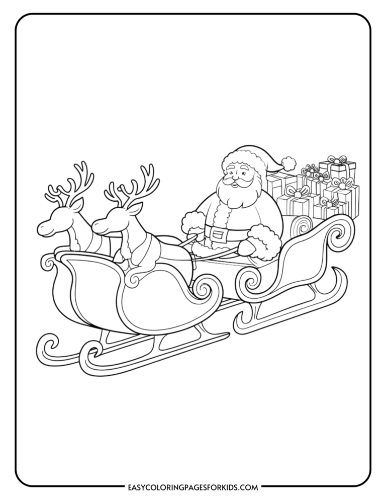 Santa Claus Sleigh Coloring Pages (4 Free Printable Pages) - Easy ...