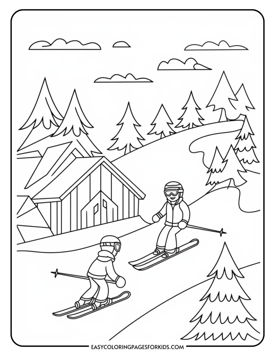 Skiing Coloring Pages (4 Free Printable Pages) - Easy Coloring Pages ...