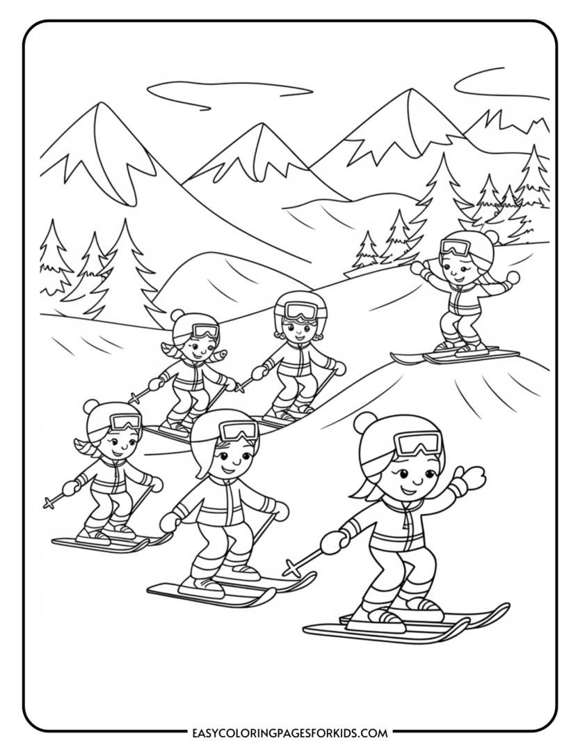 Skiing Coloring Pages (4 Free Printable Pages) - Easy Coloring Pages ...