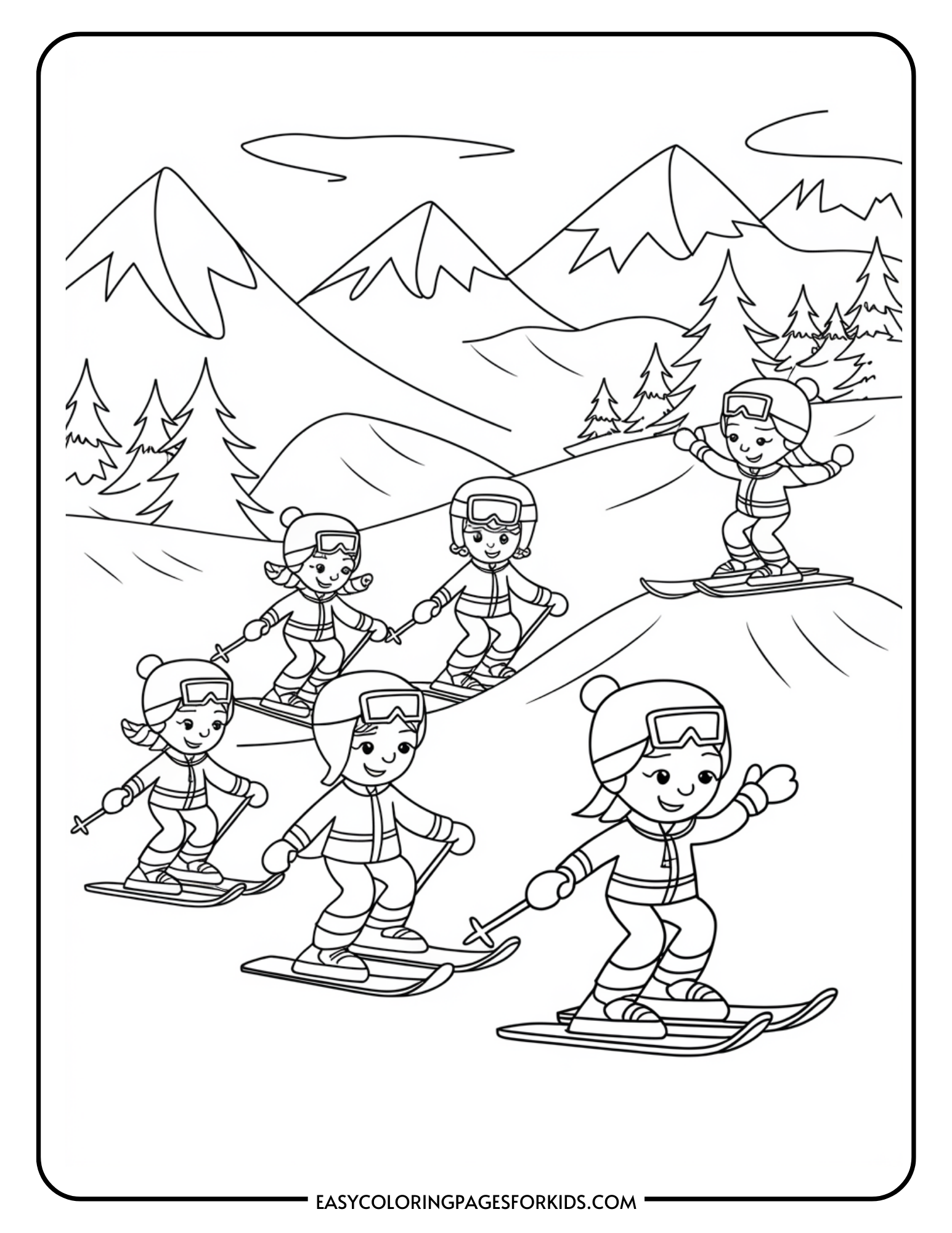 Skiing Coloring Pages (4 Free Printable Pages) - Easy Coloring Pages ...