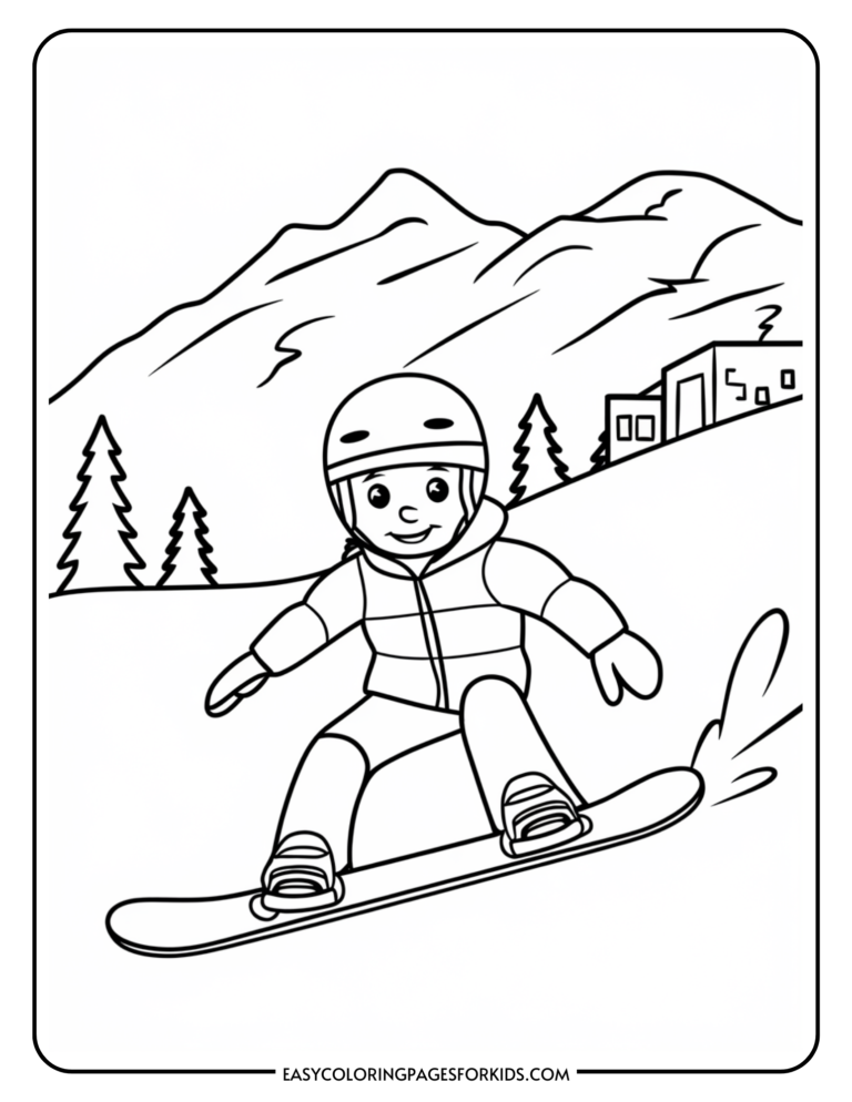 Snowboarding Coloring Pages (6 Free Printable Pages) - Easy Coloring ...