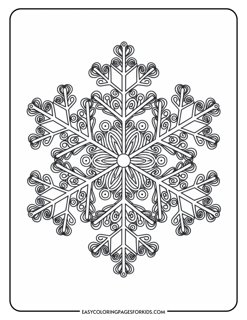 Snowflake Coloring Pages (7 Free Printable Pages) - Easy Coloring Pages ...