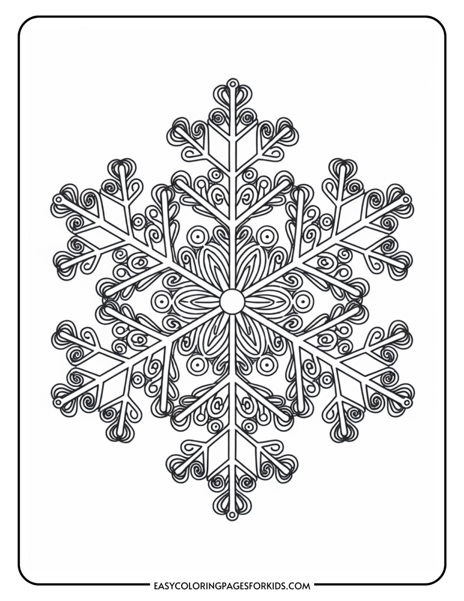 Snowflake Coloring Pages (7 Free Printable Pages) - Easy Coloring Pages ...