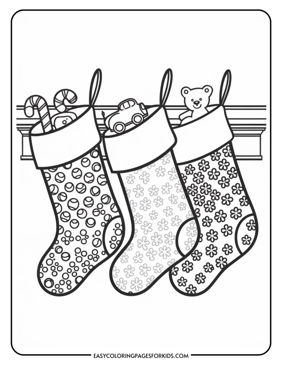 Stockings Coloring Pages (5 Free Printable Pages) - Easy Coloring Pages ...