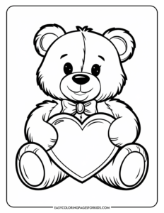 Valentine's Day Teddy Bear Coloring Page (7 Free Printable Pages ...