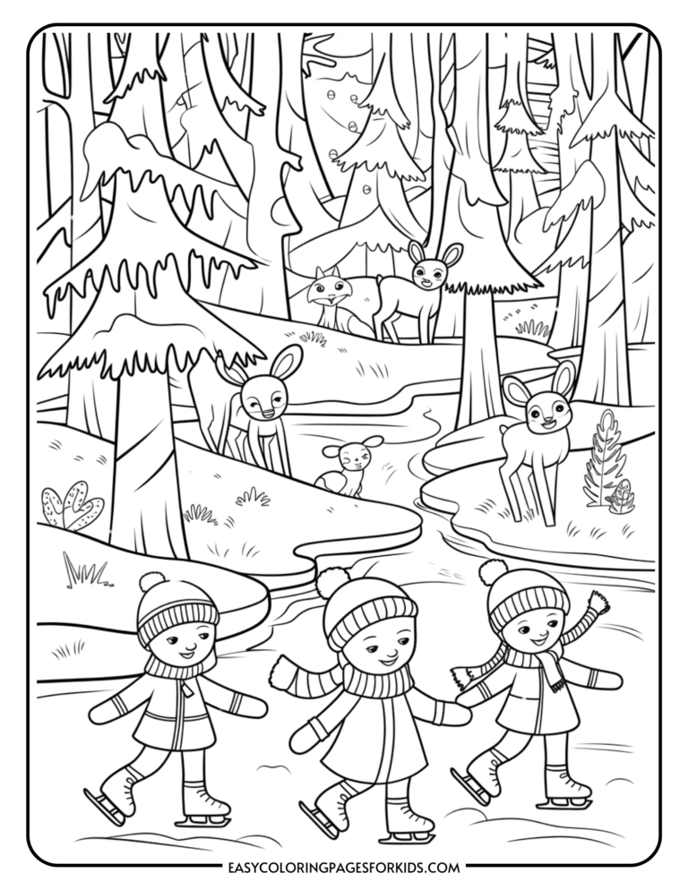 Winter Wonderland Coloring Pages (9 Free Printable Pages) - Easy ...