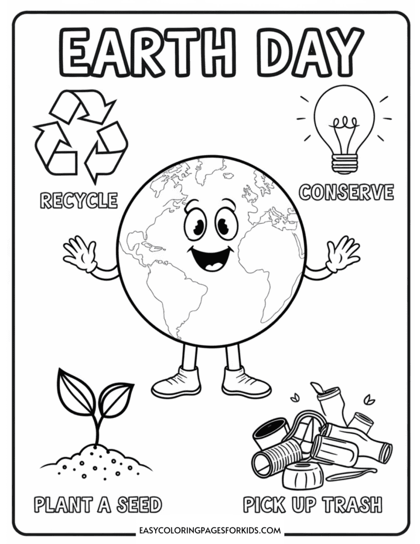 Cute Earth Day Coloring Pages (15 Free Printable PDF Pages) - Easy ...