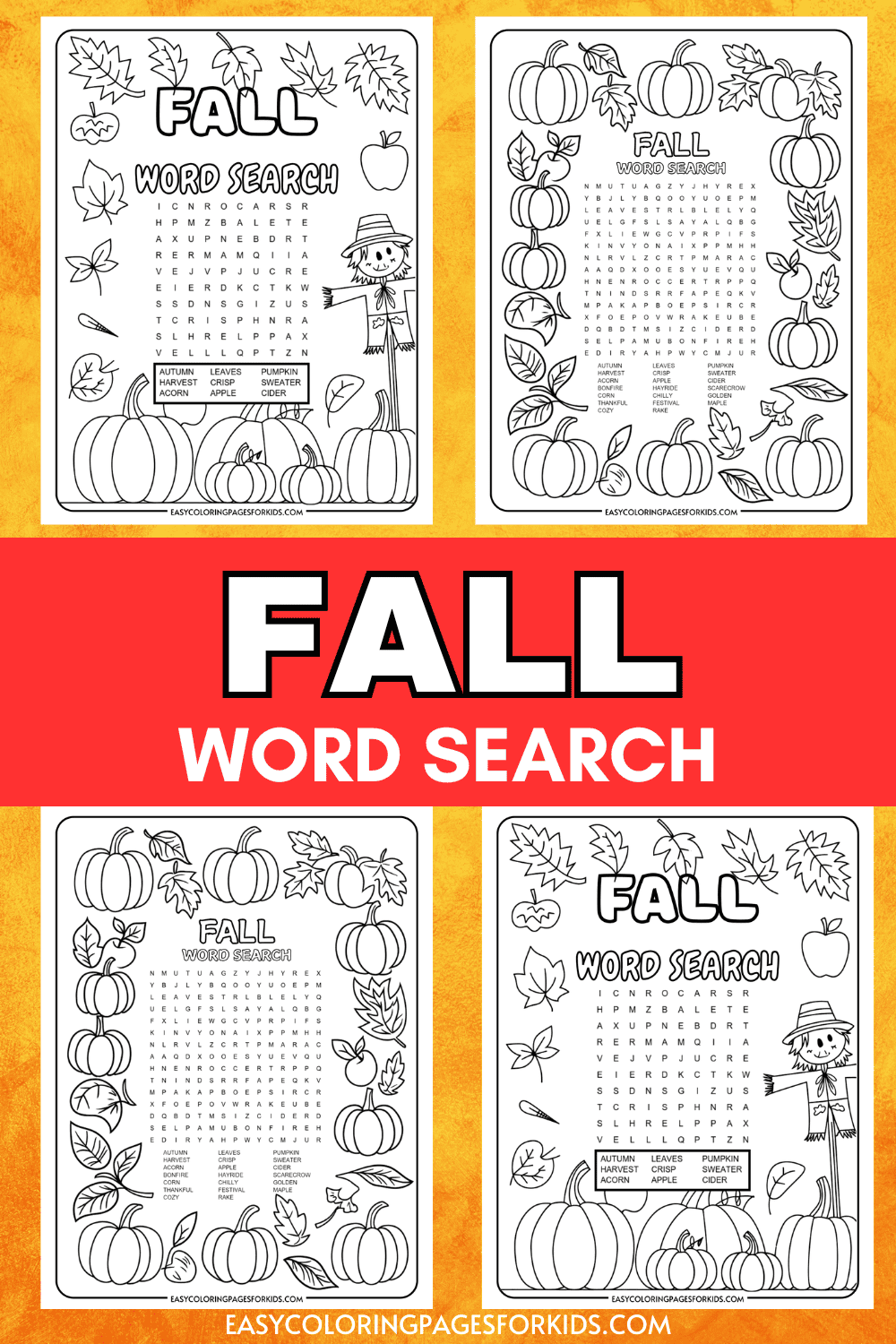 Free Printable Fall Word Search (2 Free PDF Pages) - Easy Coloring ...