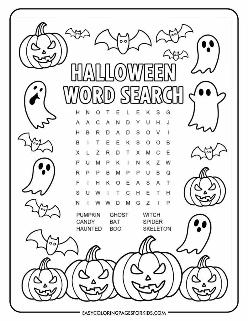 Free Printable Halloween Word Search (2 Free PDF Pages) - Easy Coloring ...