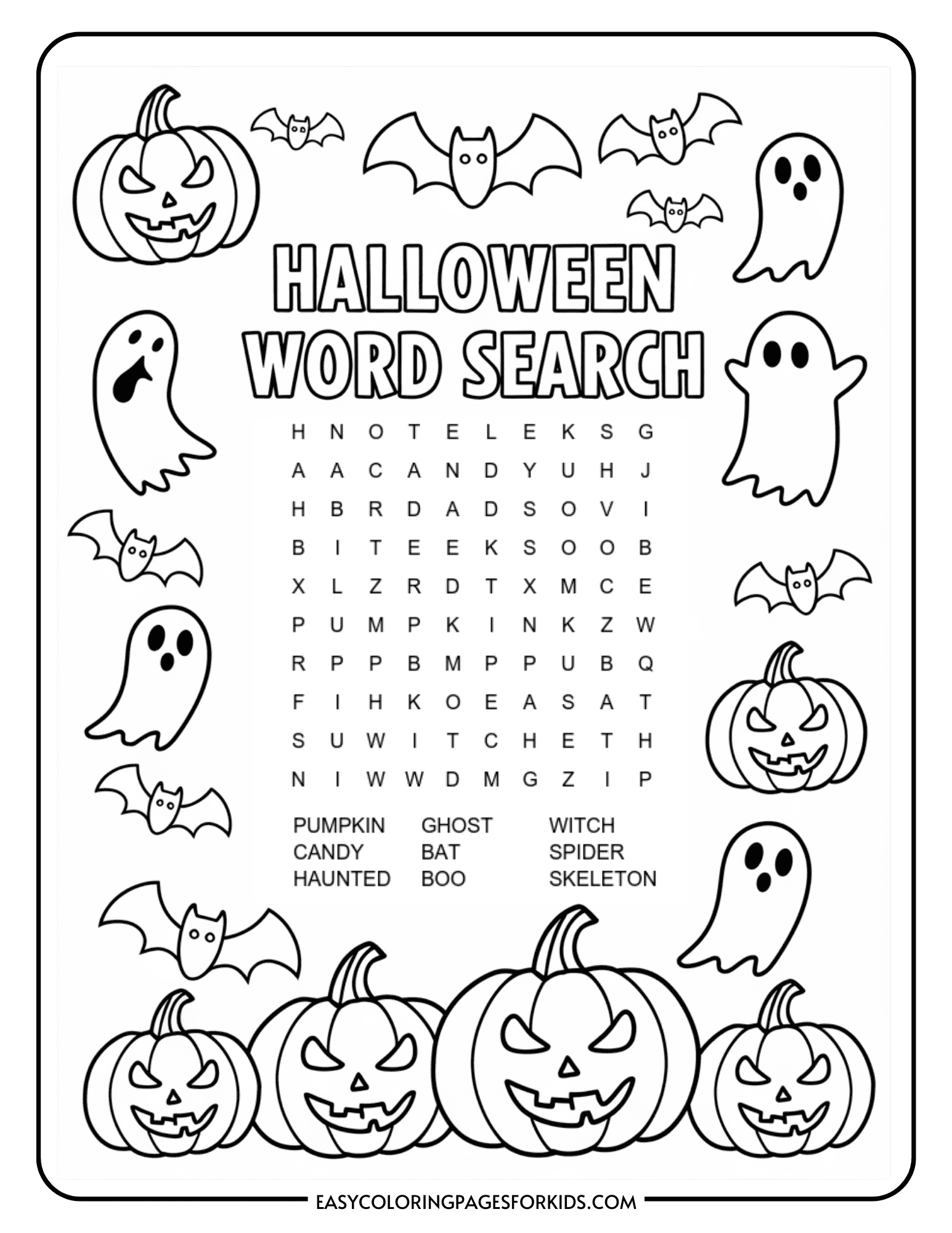Free Printable Halloween Word Search (2 Free PDF Pages) - Easy Coloring ...