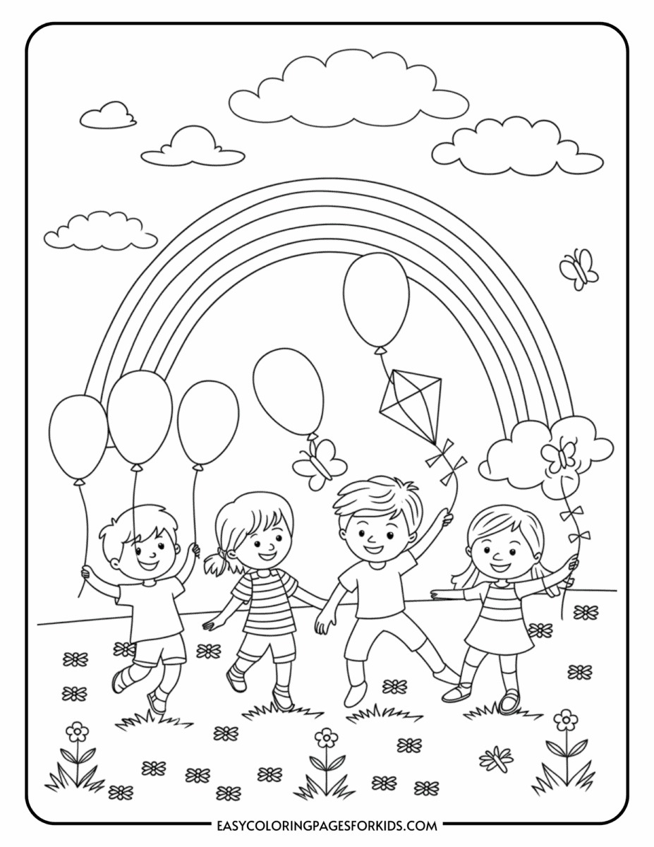 Simple Rainbow Coloring Page (10 Free Printable PDF Pages) - Easy ...