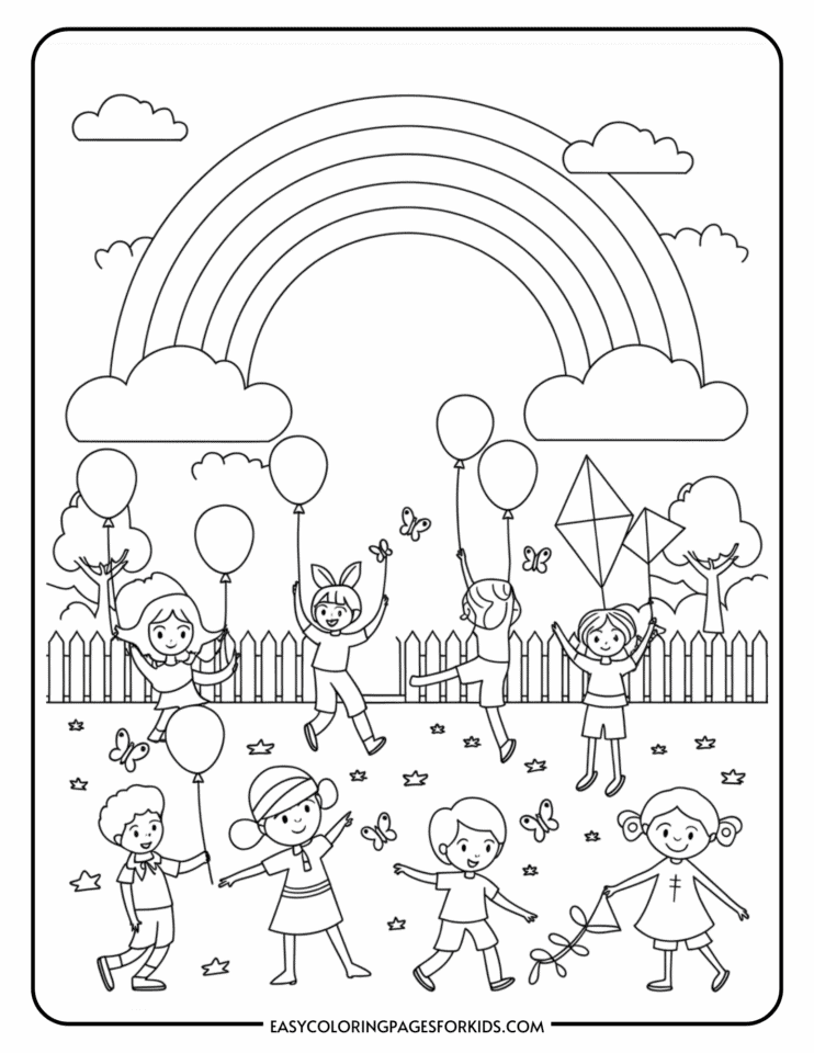 Simple Rainbow Coloring Page (10 Free Printable PDF Pages) - Easy ...
