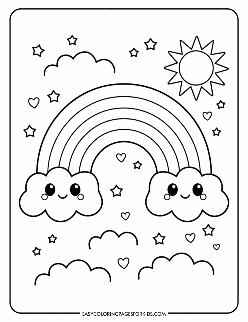 Simple Rainbow Coloring Page (10 Free Printable PDF Pages) - Easy ...
