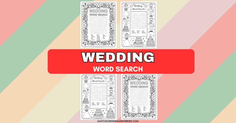 Easy Wedding Word Search (2 Free PDF Pages) - Easy Coloring Pages for Kids