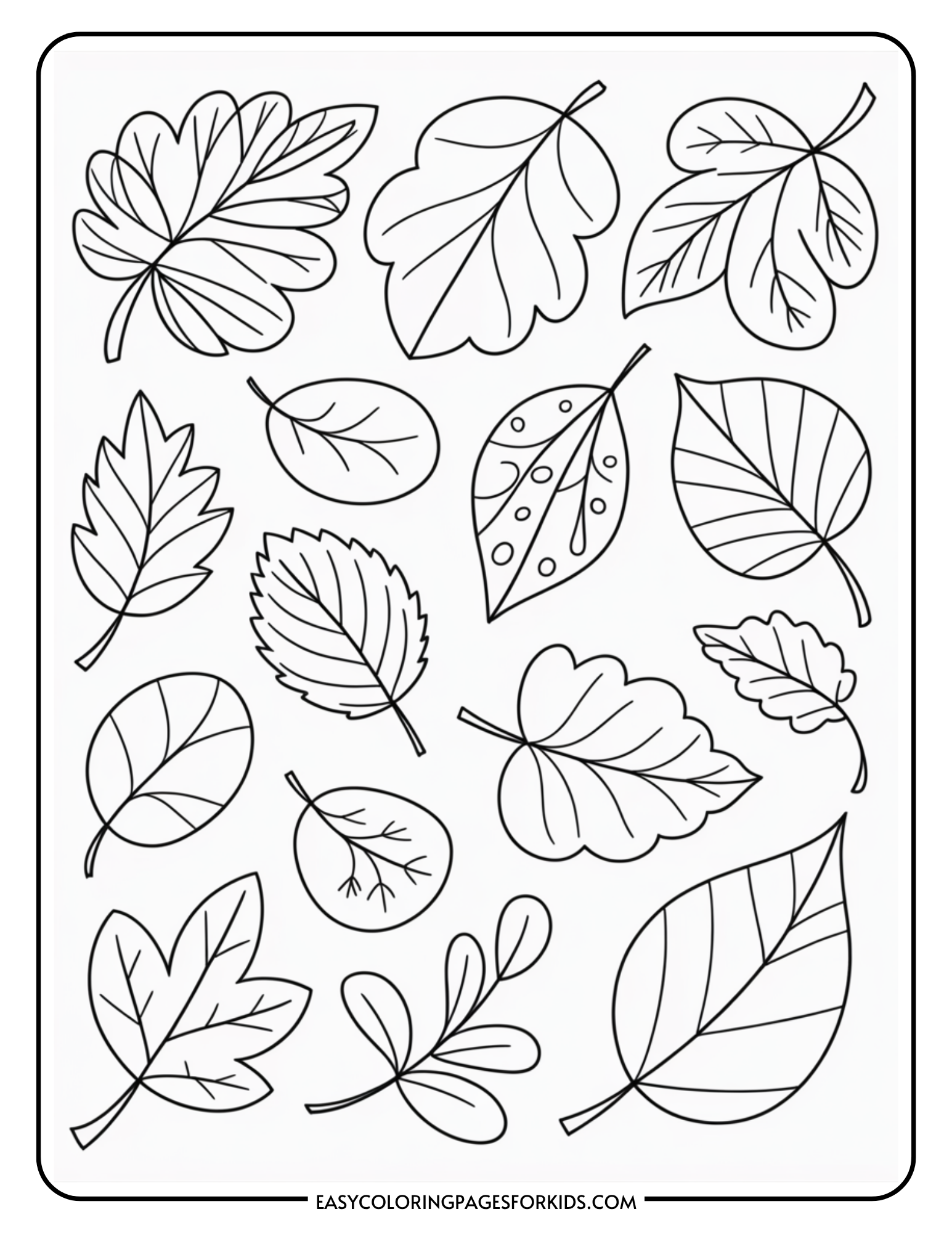 Coloring Pages for Fall Leaves (9 Fun Printable Sheets) - Easy Coloring ...