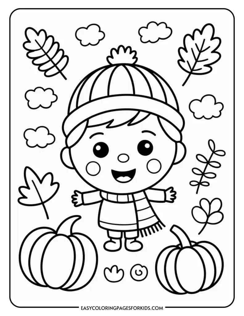 Easy Fall Coloring Pages for Kids (5 Free PDF Pages) - Easy Coloring ...