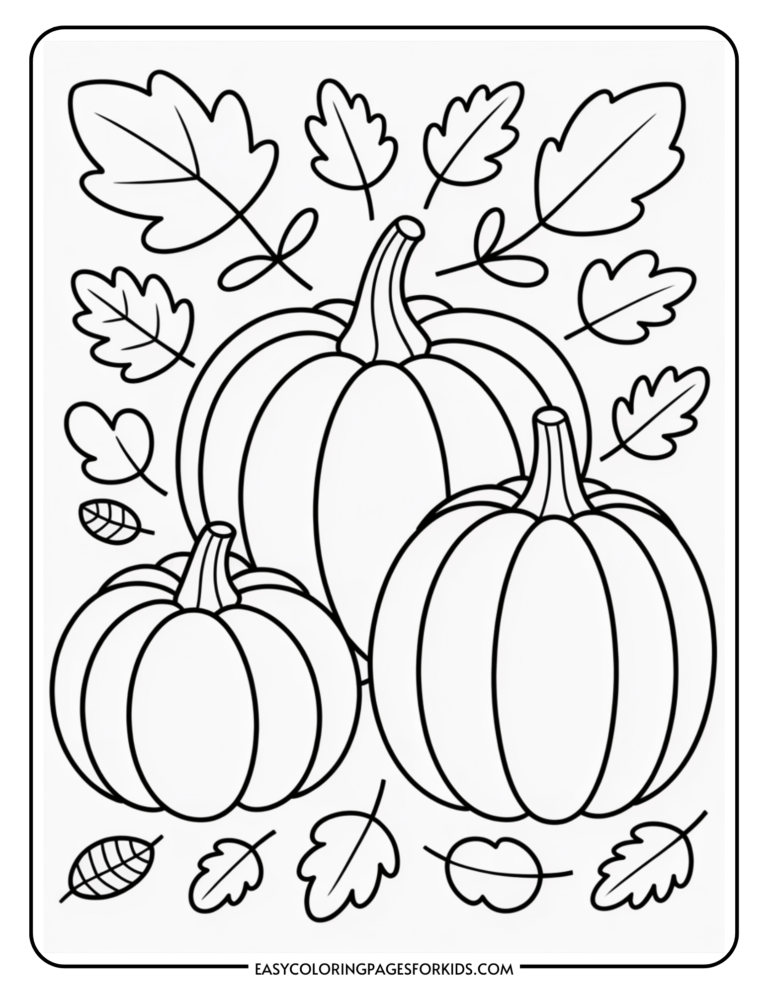 Easy Fall Coloring Pages for Kids (5 Free PDF Pages) - Easy Coloring ...