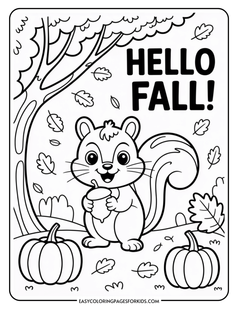 Easy Fall Coloring Pages for Kids (5 Free PDF Pages) - Easy Coloring ...