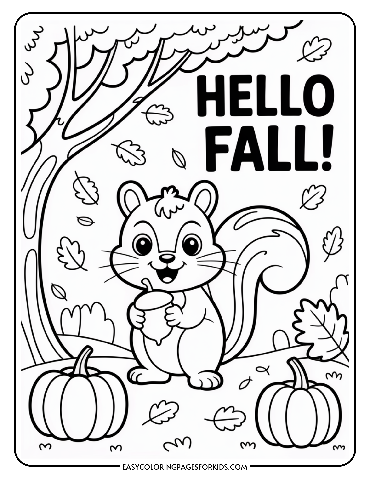 Easy Fall Coloring Pages for Kids (5 Free PDF Pages) - Easy Coloring ...