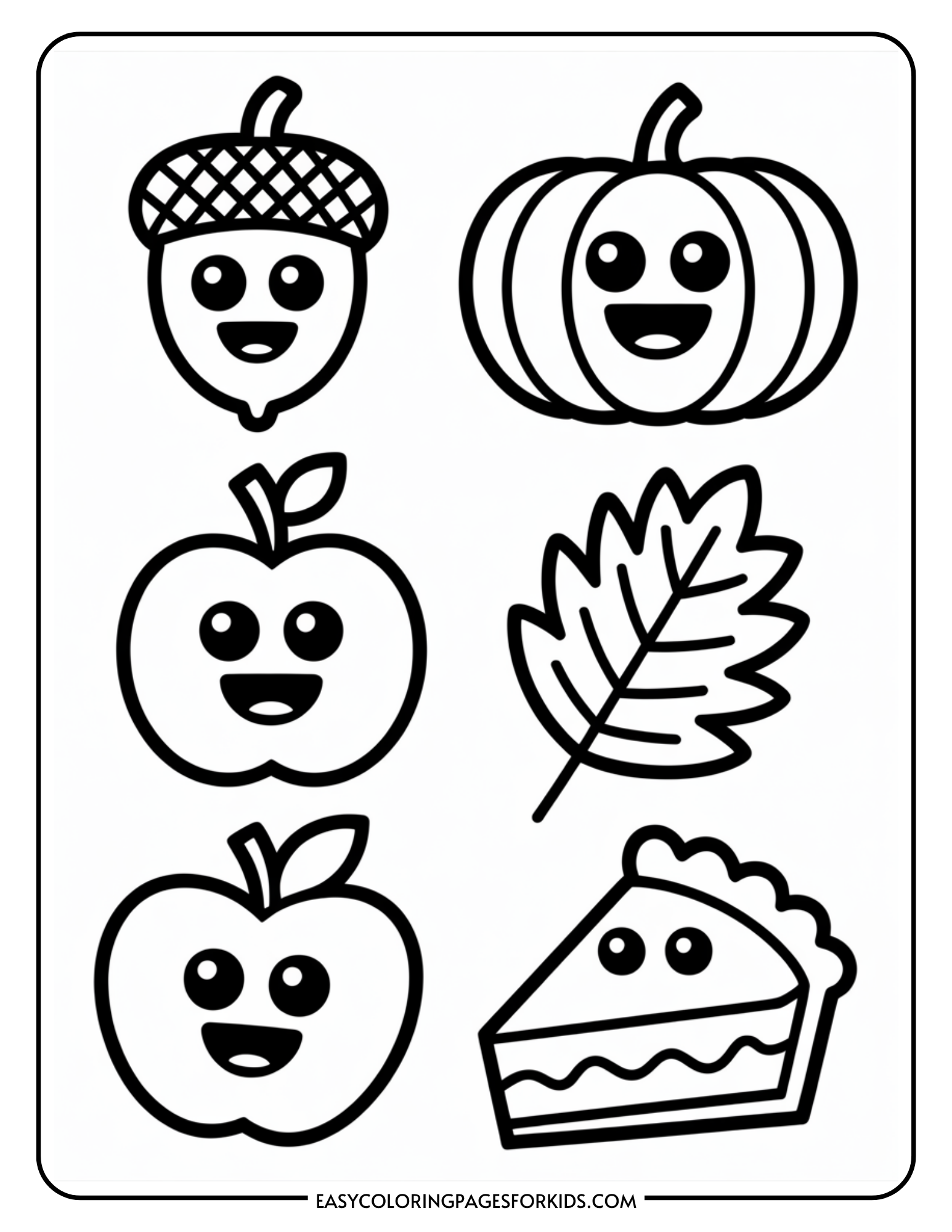 Fall Coloring Pages for Kids (5 Printable Pages) - Easy Coloring Pages ...