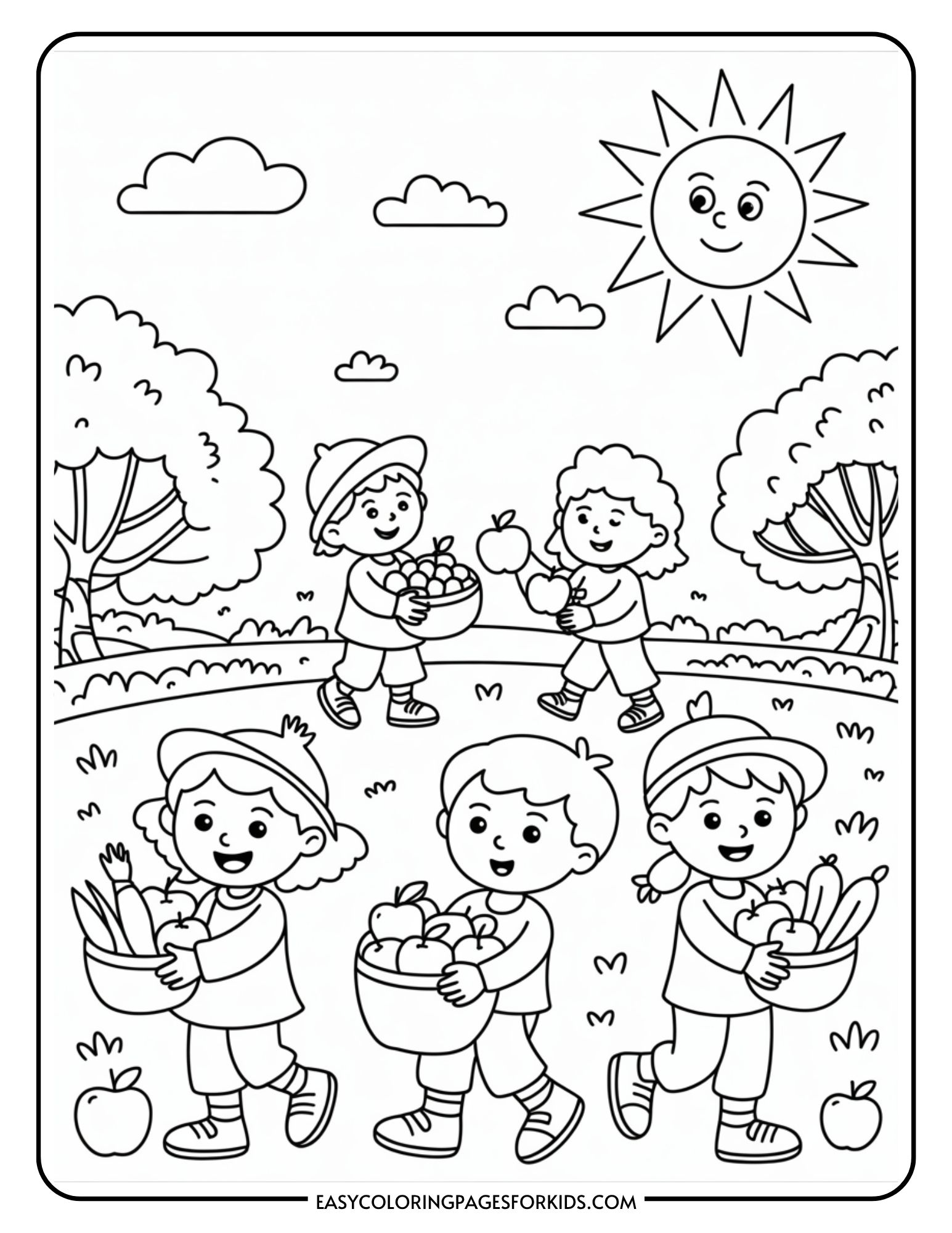 Fall Harvest Coloring Pages for Autumn Fun (6 Printable Pages) - Easy ...