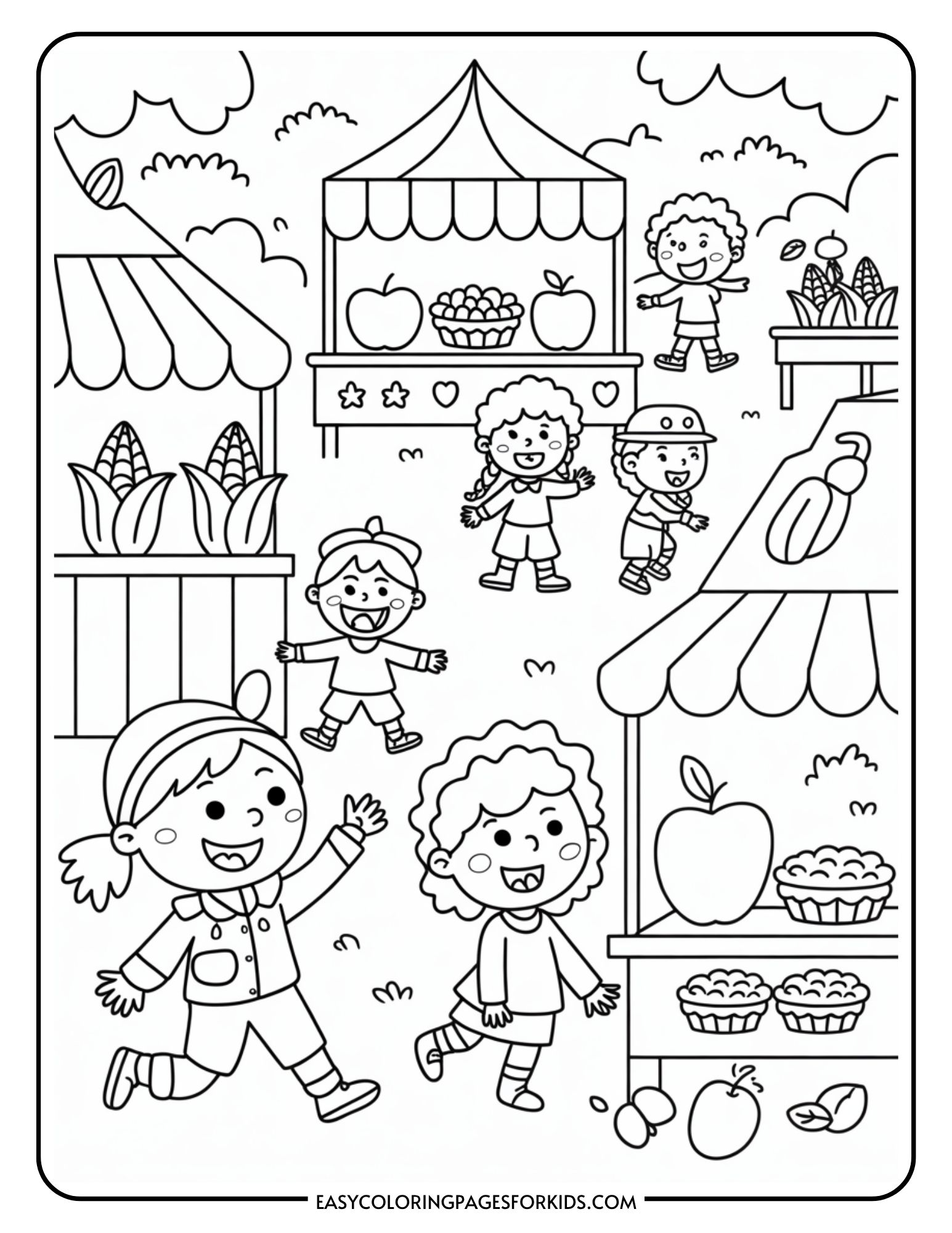 Fall Harvest Coloring Pages for Autumn Fun (6 Printable Pages) - Easy ...