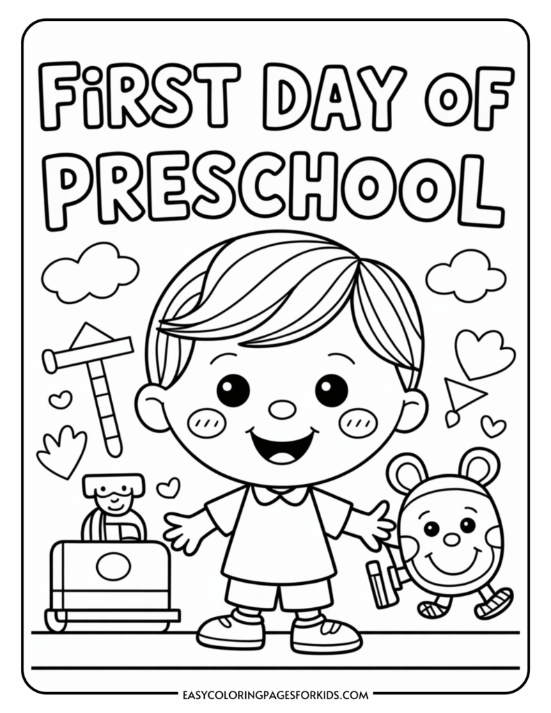 First Day of Preschool Coloring Pages (4 Fun Printables) - Easy ...