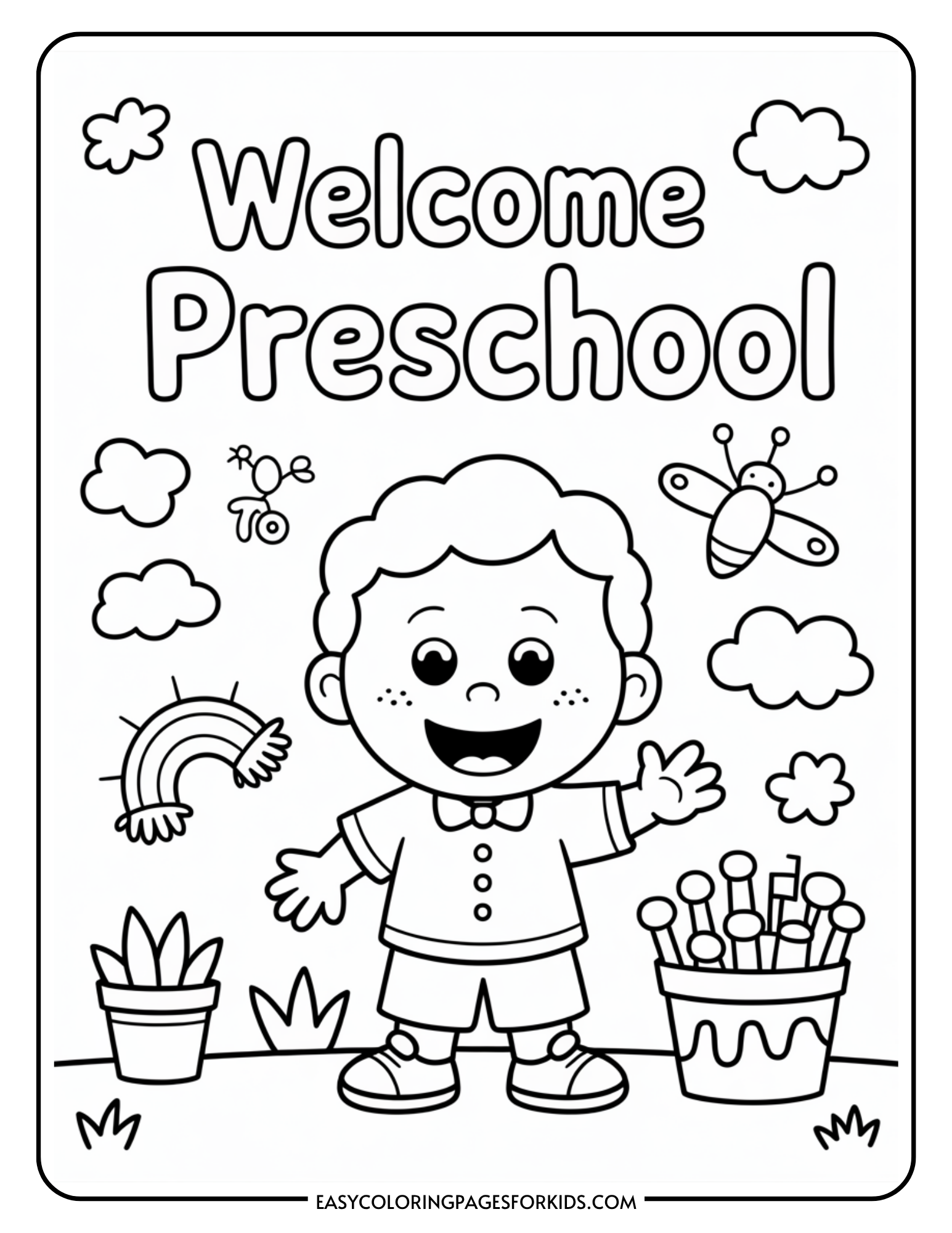 First Day of Preschool Coloring Pages (4 Fun Printables) - Easy ...