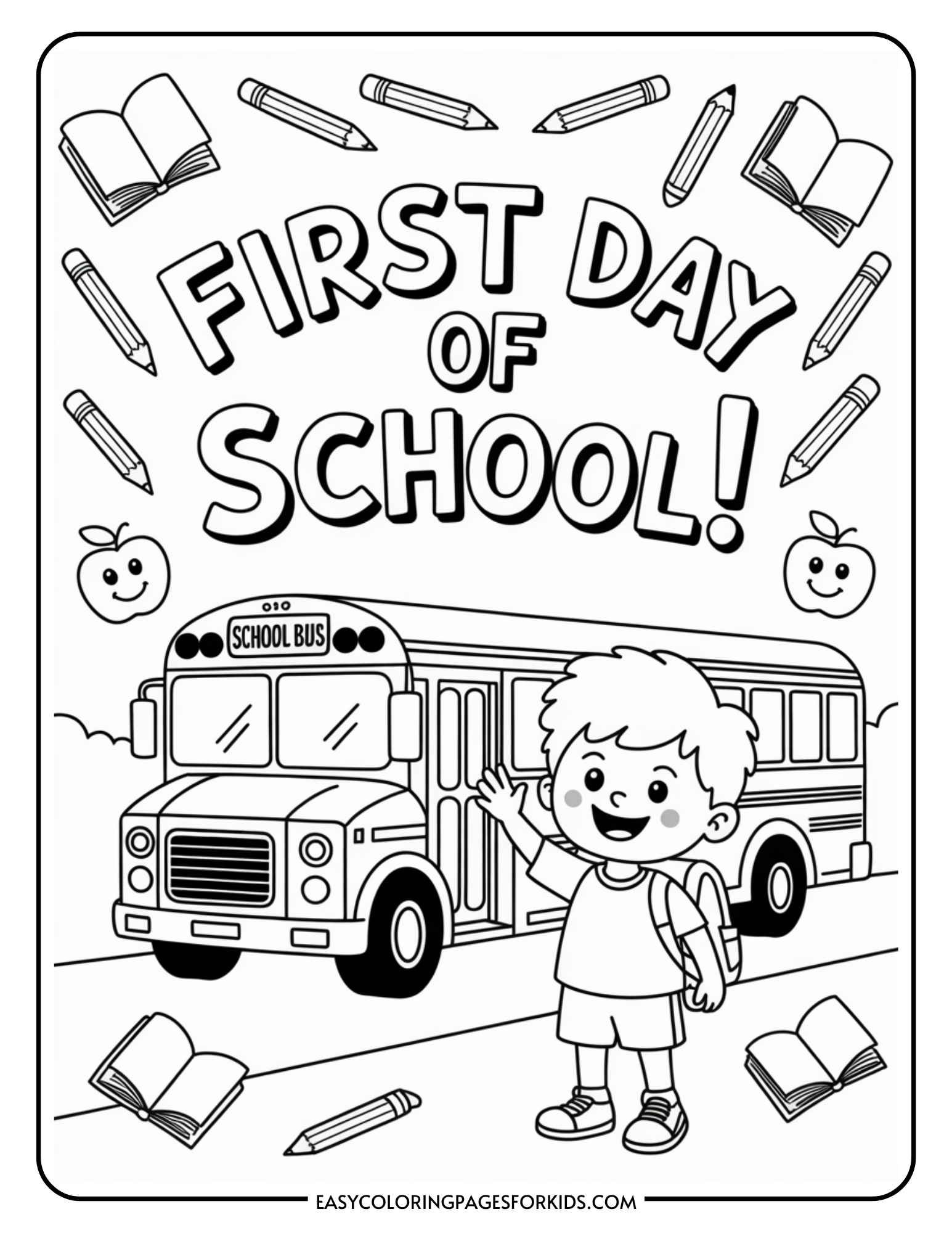 First Day of School Coloring Pages Free (3 Free PDF Pages) - Easy ...