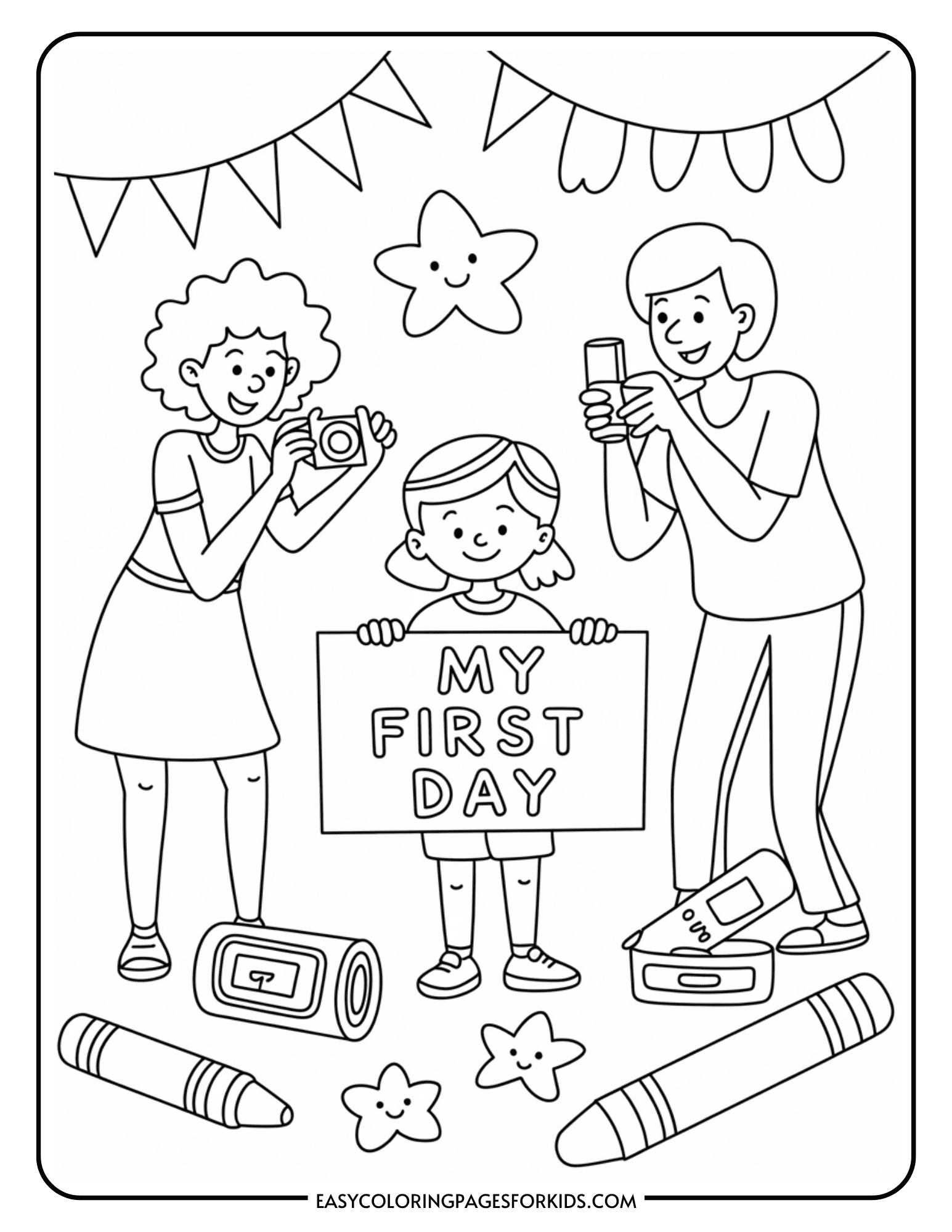 First Day of School Coloring Pages Free (3 Free PDF Pages) - Easy ...