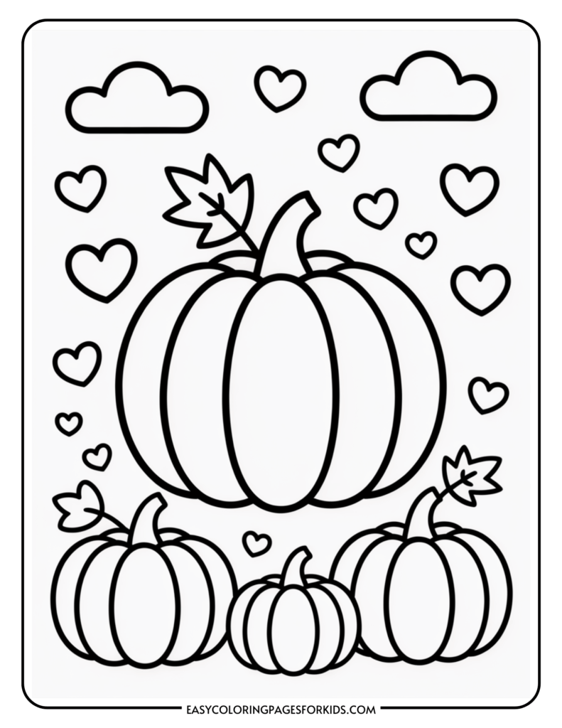 Pumpkin Fall Coloring Pages for Kids (6 PDF Pages) - Easy Coloring ...