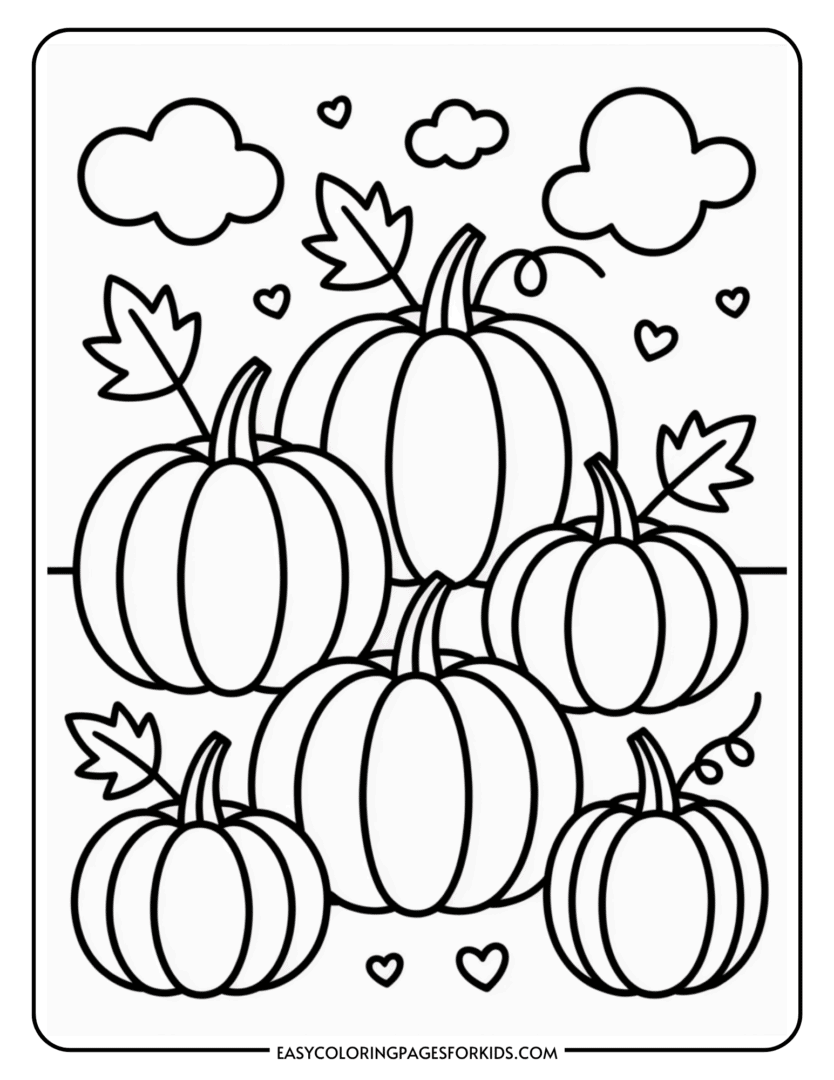 Pumpkin Fall Coloring Pages for Kids (6 PDF Pages) - Easy Coloring ...