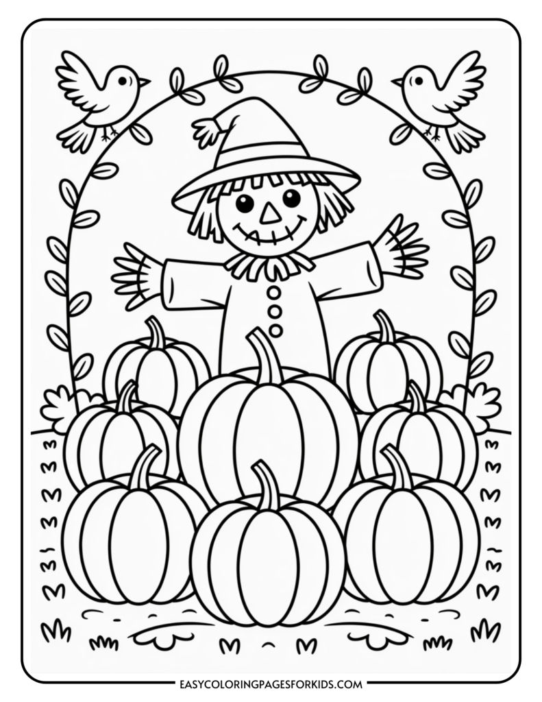 Pumpkin Fall Coloring Pages for Kids (6 PDF Pages) - Easy Coloring ...