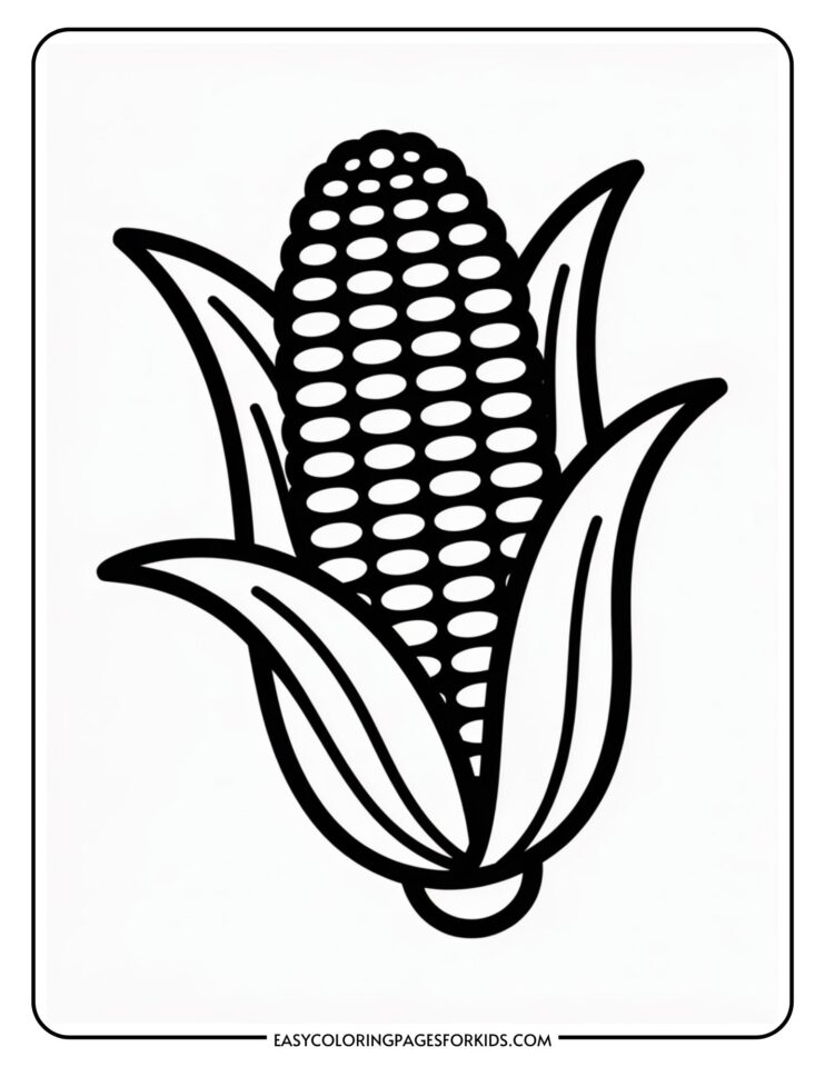 Corn on the Cob Coloring Page Ideas for Kids (7 Pages to Print) - Easy ...