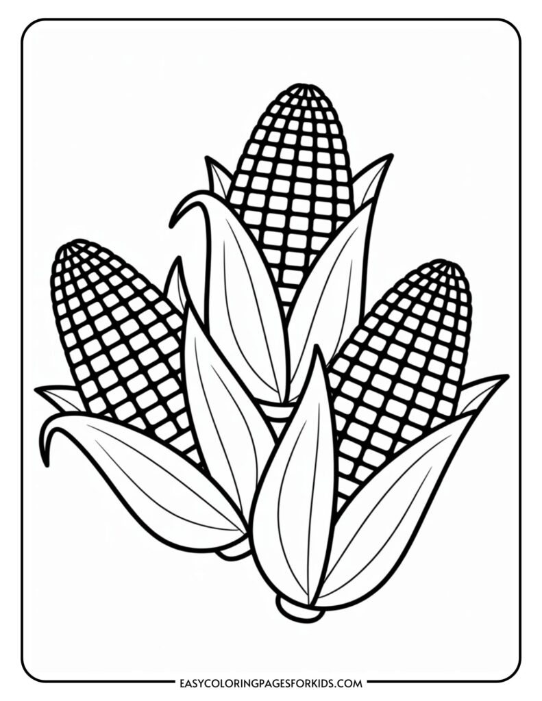 Corn on the Cob Coloring Page Ideas for Kids (7 Pages to Print) - Easy ...